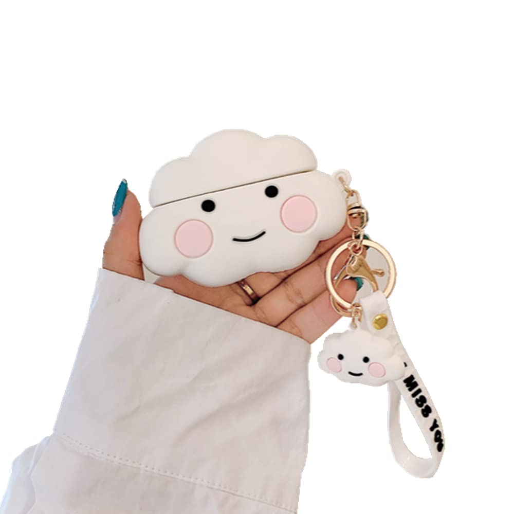 ComfyArt for Beats Studio Buds Cute Cloud with Lanyard Silicone Earphone Sleeve Shockproof Waterproof Protective Earphone Cover Case, White