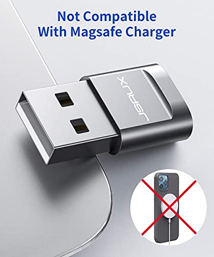 JSAUX USB-C Female to USB-A Male Adapter 4-Pack, Type C to USB Charger Cable Adapter Compatible with iPhone 14/13/12 Mini/Pro/Pro Max, Samsung Galaxy Note 10/20, S20/S21, Apple Watch Series 7 -Grey