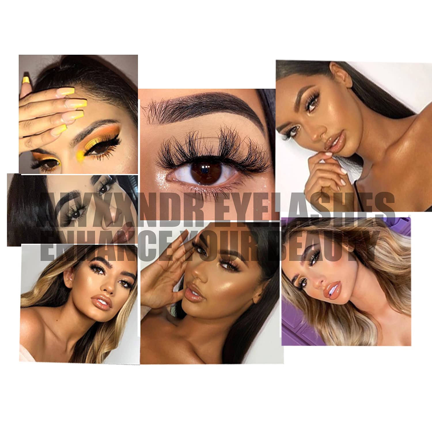 Faux Mink Lashes 25mm 6D Natural Long Fluffy Mink Fur False Eyelashes Cat-Eye Wispy Lashes Volume 20 pairs