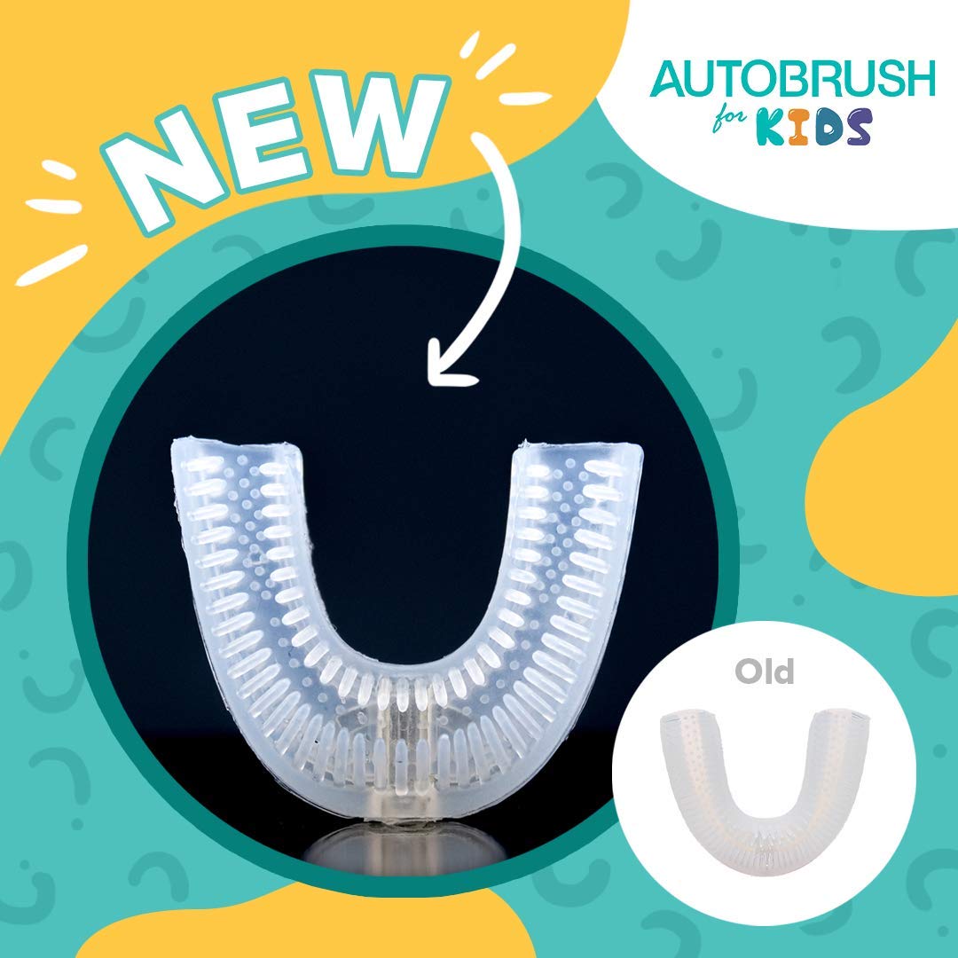 autobrush Silicone U Shaped Brush Head Replacement, Brush Head Refills, 360 Degree Oral Teeth Cleaning, Automatic Toothbrush Head Accessories, Adult and Kid Sizes (Ages 5-7, 2-Pack, Kids)