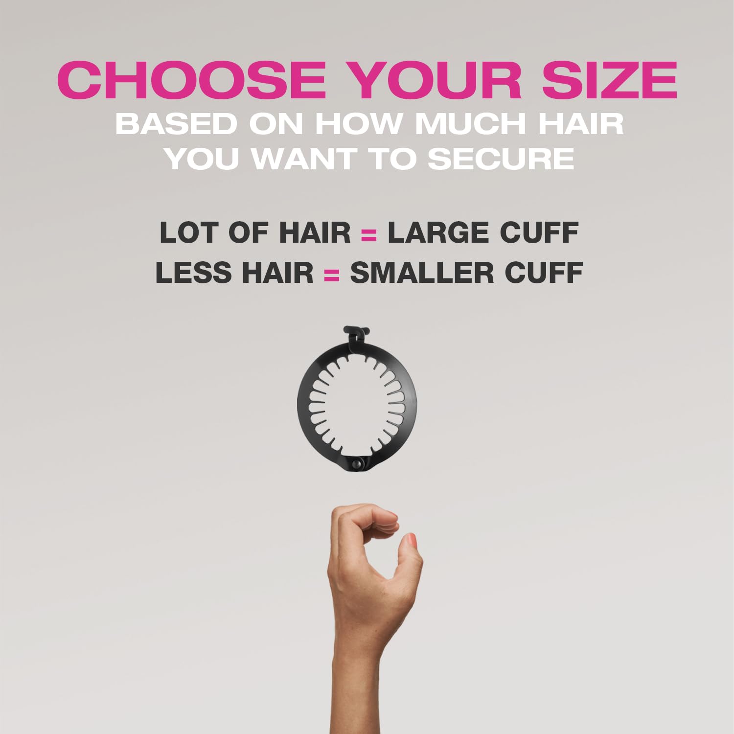 PuffCuff | Junior 3" Hair Clamp | For All Natural Thick, Curly, Kinky, Textured, Locs, or Braided Hair | Painless, Damage-Free Styling Tool | Black | 1 Piece