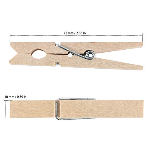 ZEONHAK 300 Pack 2-7/8 Inches Natural Wooden Clothespins, Upgraded Wood Clothespins with Spring for Crafts, Photos, Clothes, Towels, Decor, Art Wall