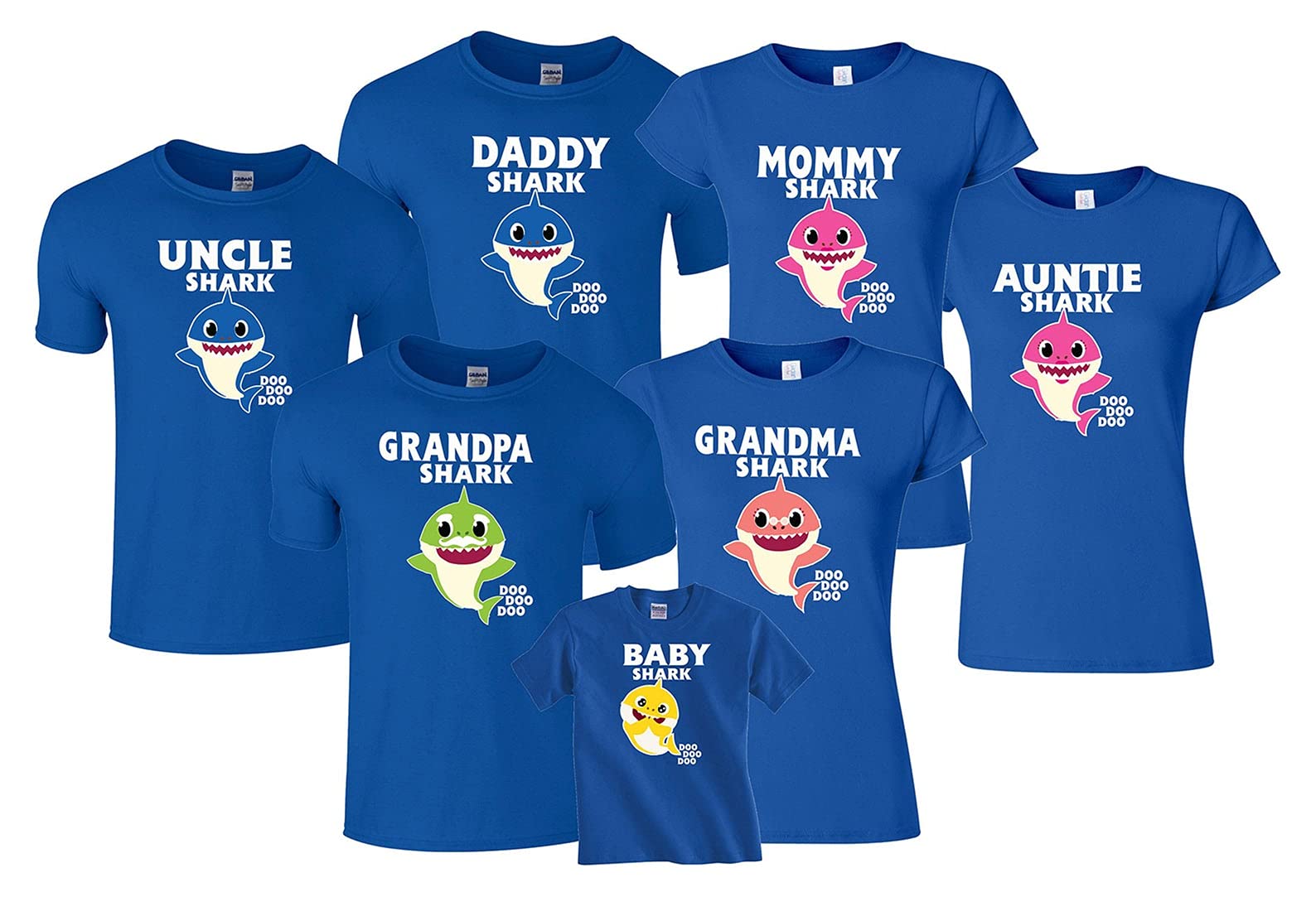 Baby Shark Family Shark Family Matching Long Sleeve Shirt Birthday Boy Birthday Girl,Blue, Black, White, Red