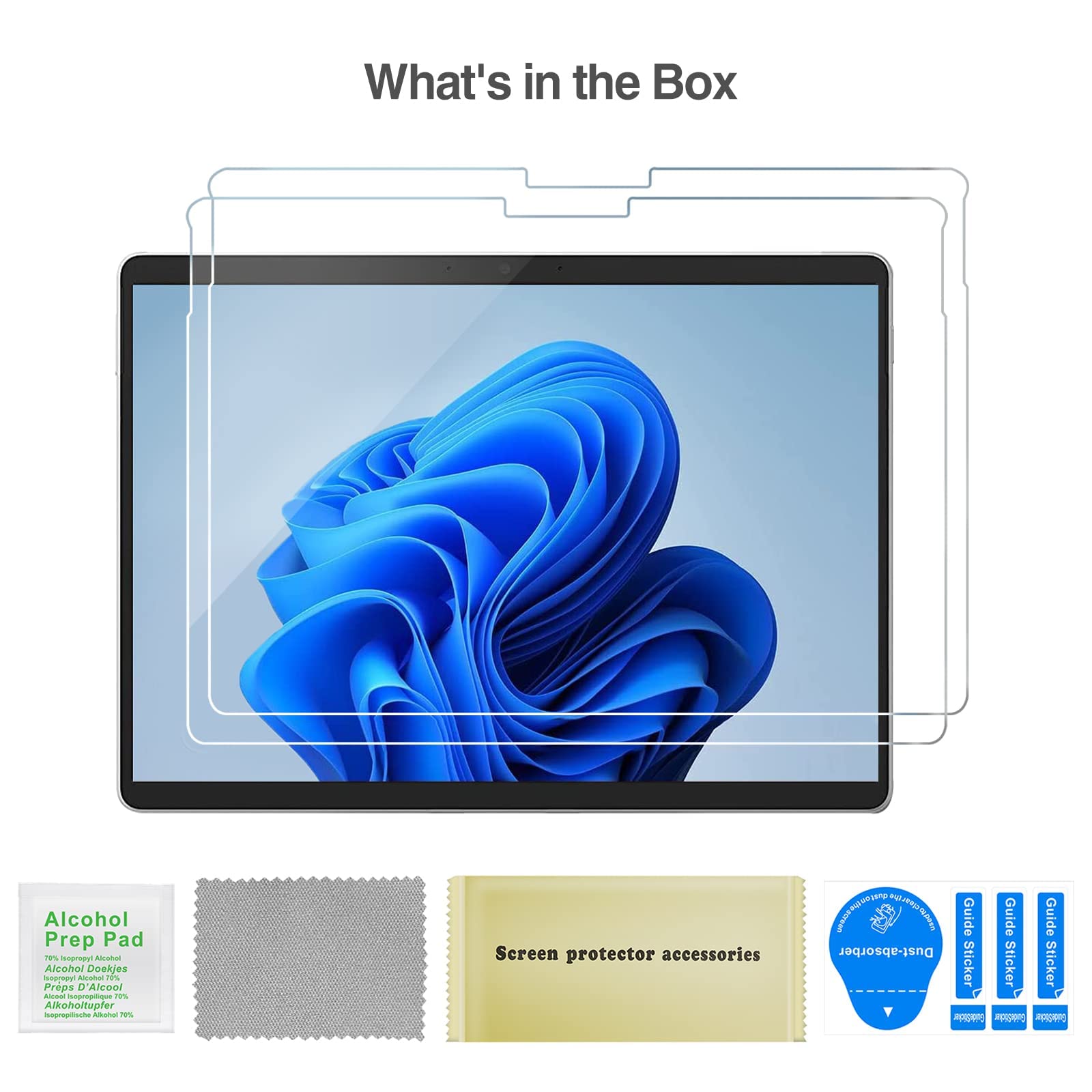 ProCase 2 Pack Surface Pro 9 2022 / Surface Pro 8 2021 / Surface Pro X (2021&2019) 13 inch Screen Protector, 9H Ultra Thin Tempered Glass Screen Film Guard for 13" Microsoft Surface Pro 9 8 X