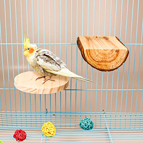 4 Pack Parrot Cage Perch Natural Wooden Perch Toys Bird Cage Toys Accessories for Small or Medium Conure,Parakeet,Budgie,Finches,Amazon Parrot(Style-1)