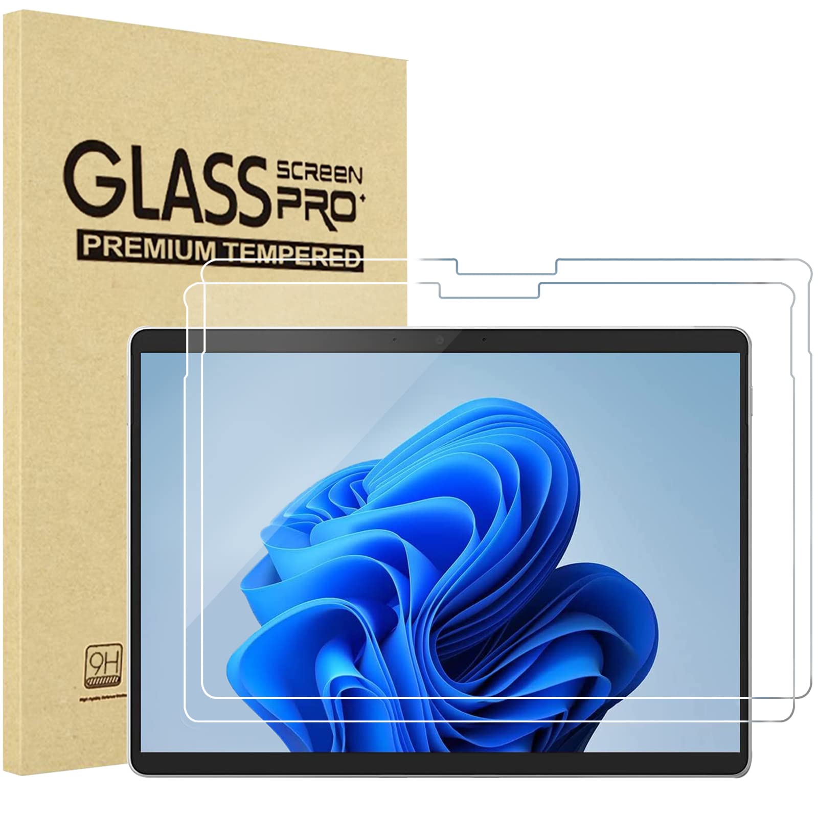 ProCase 2 Pack Surface Pro 9 2022 / Surface Pro 8 2021 / Surface Pro X (2021&2019) 13 inch Screen Protector, 9H Ultra Thin Tempered Glass Screen Film Guard for 13" Microsoft Surface Pro 9 8 X