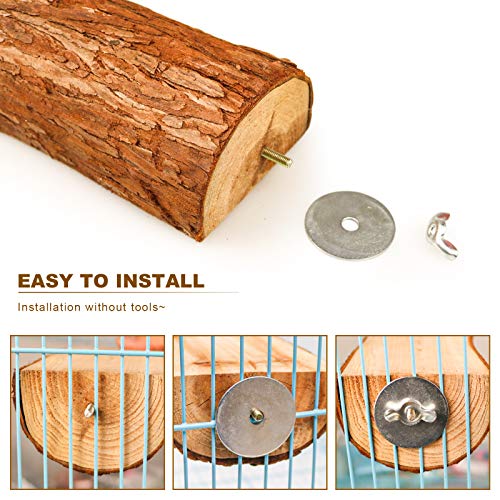 4 Pack Parrot Cage Perch Natural Wooden Perch Toys Bird Cage Toys Accessories for Small or Medium Conure,Parakeet,Budgie,Finches,Amazon Parrot(Style-1)