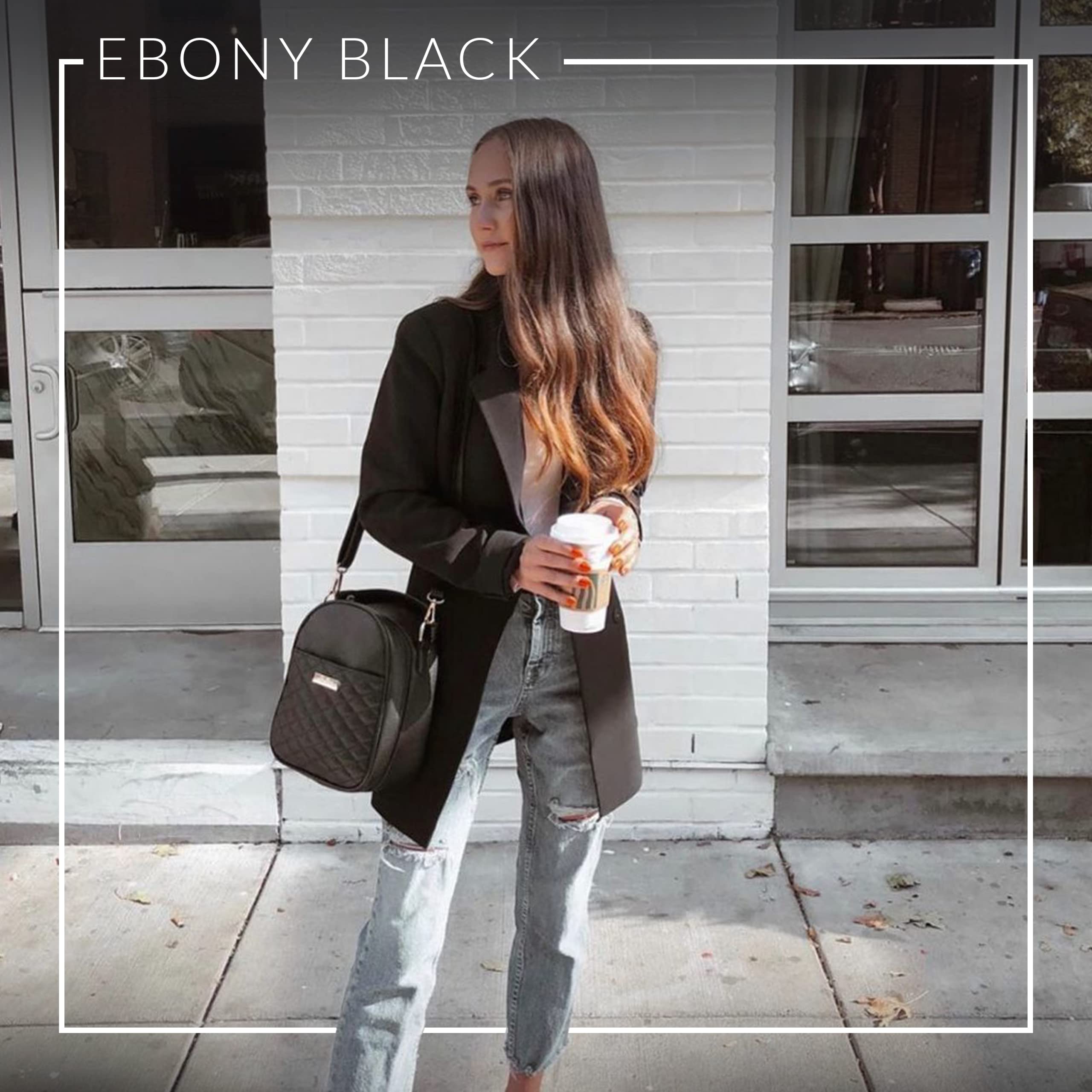 Monaco Diaper Bag + Snack Bag by Luli Bebe - Chic Vegan Leather (Ebony Black)