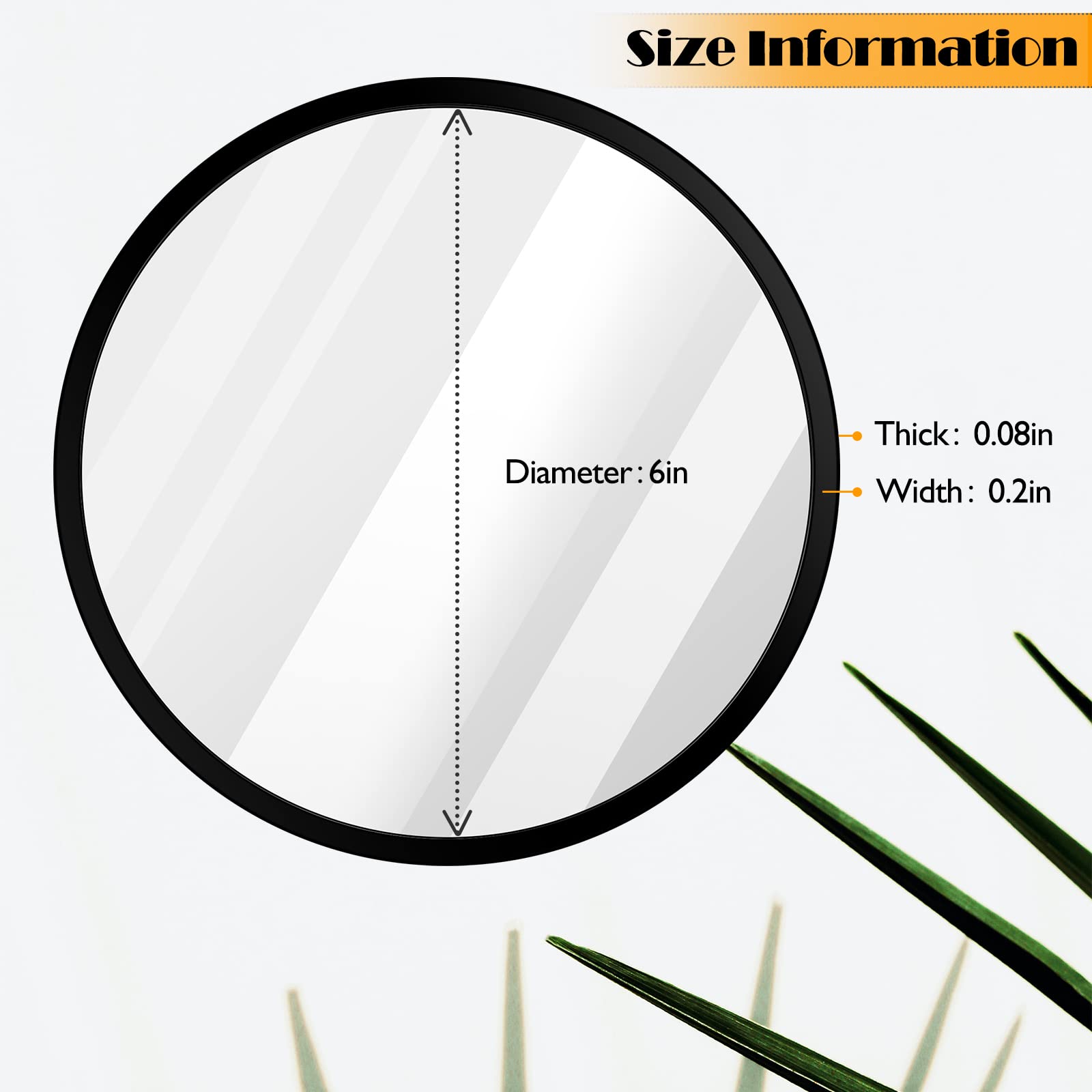 Yookeer Round Black Mirror Set of 4 Sticky Locker Mirror Self Adhesive Acrylic Mirror for Home Bathroom and Locker Accessories,6 Inches