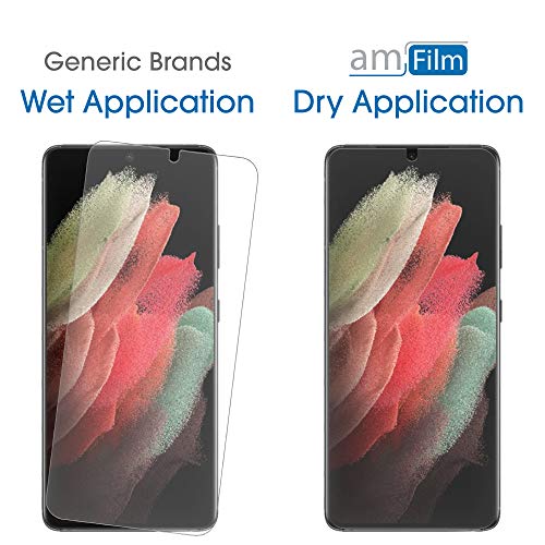 (2 Pack) amFilm Elastic Skin Screen Protector for Samsung Galaxy S21 Ultra 5G 6.8 inch, Fingerprint ID Compatible, with Easy Installation Alignment Tool and Video, HD Clear, TPU Film Full Coverage