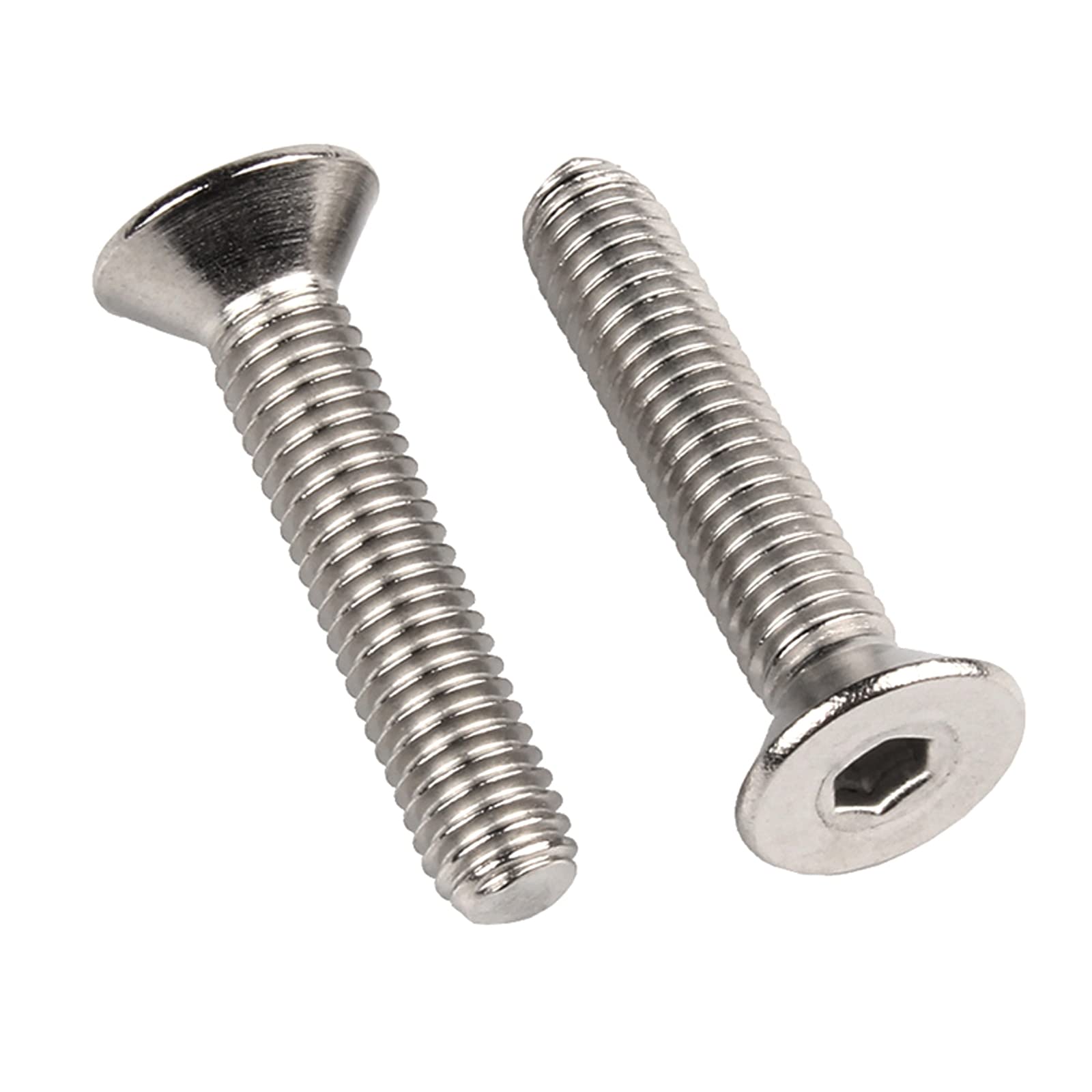 M10-1.5 x 40mm Flat Head Socket Cap Screws Bolts, Stainless Steel 18-8 (304), Bright Finish, Allen Socket Drive,Machine Screws Inner Hex Screw Fasteners Bolts 6 Pcs