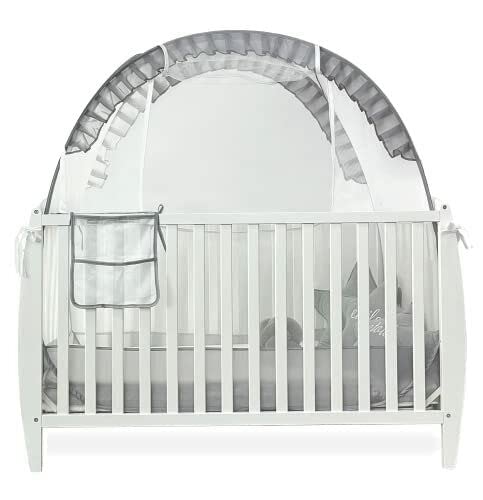 Baby Safety Crib Tent - Premium Toddler Crib Topper to Keep Baby from Climbing Out - See Through Mesh Crib Net - Mosquito Net - Pop-Up Crib Tent Canopy to Keep Infant in