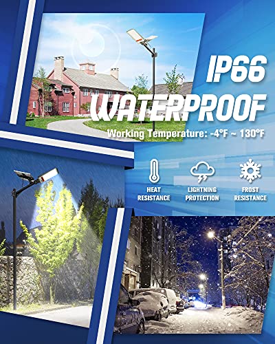 Solar Street Lights Outdoor Waterproof- 1000W Dusk to Dawn Solar Parking Lot Lights,Security Flood Lights with Motion Sensor Control for Yard, Path, Garage,Home, Wall or Pole Mount, Commercial Grade