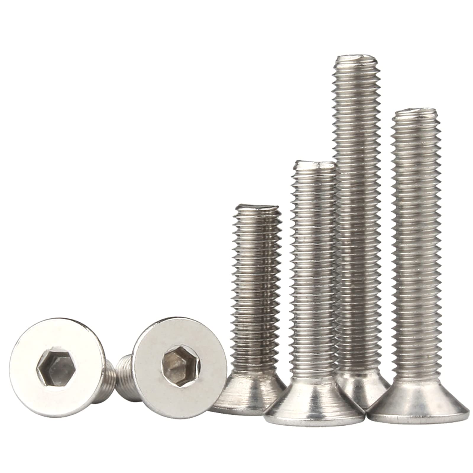 M10-1.5 x 40mm Flat Head Socket Cap Screws Bolts, Stainless Steel 18-8 (304), Bright Finish, Allen Socket Drive,Machine Screws Inner Hex Screw Fasteners Bolts 6 Pcs