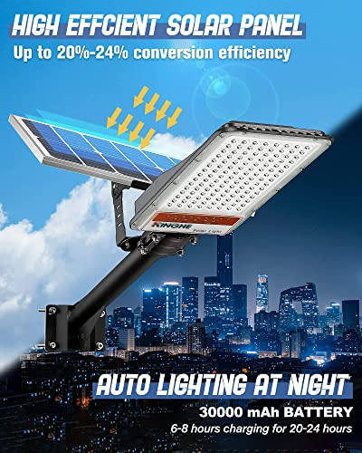 Solar Street Lights Outdoor Waterproof- 1000W Dusk to Dawn Solar Parking Lot Lights,Security Flood Lights with Motion Sensor Control for Yard, Path, Garage,Home, Wall or Pole Mount, Commercial Grade