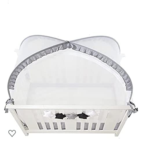 Baby Safety Crib Tent - Premium Toddler Crib Topper to Keep Baby from Climbing Out - See Through Mesh Crib Net - Mosquito Net - Pop-Up Crib Tent Canopy to Keep Infant in