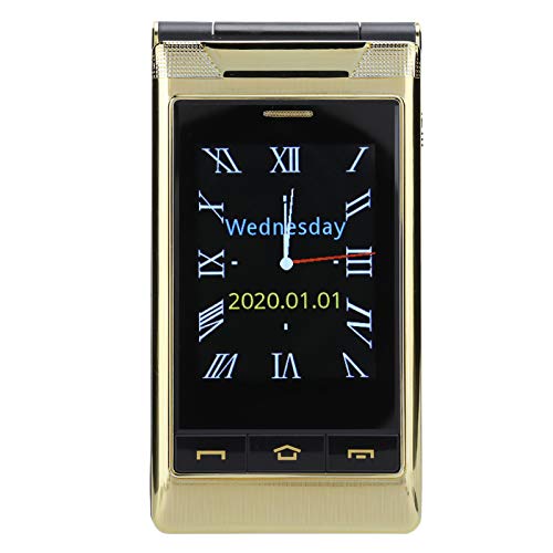 214 Flip Cell Phones,3G 128MB+64MB Dual Screen Unlocked Seniors Mobile Phone,2.6 in Large Screen Big Button Mobile Phone with 5900mah Large Battery,for Elderly,100-240V(Gold)
