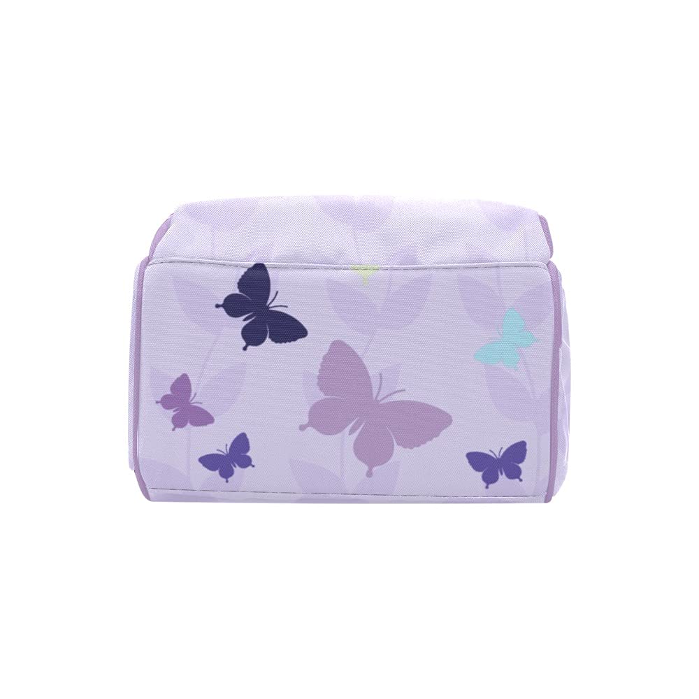Yeshop Butterfly Purple Personalized Diaper Bag Backpack Tote with Name,Custom Travel Nappy Mommy Bag Backpack for Baby Girl Boy Gift, A300, 10.83In x 6.69Inx 15In