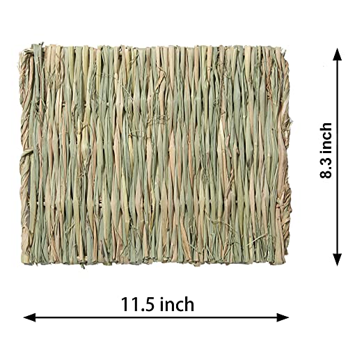 Anyuxin Rabbit Grass Mat - Woven Bed Mat, Bunny Bedding for Small Animals, Natural Straw Woven Bed for Pet Nesting, Nature Hay Mat Chewing Play Toy for Guinea Pig, Hamster, Squirrel and More(3 Pack)