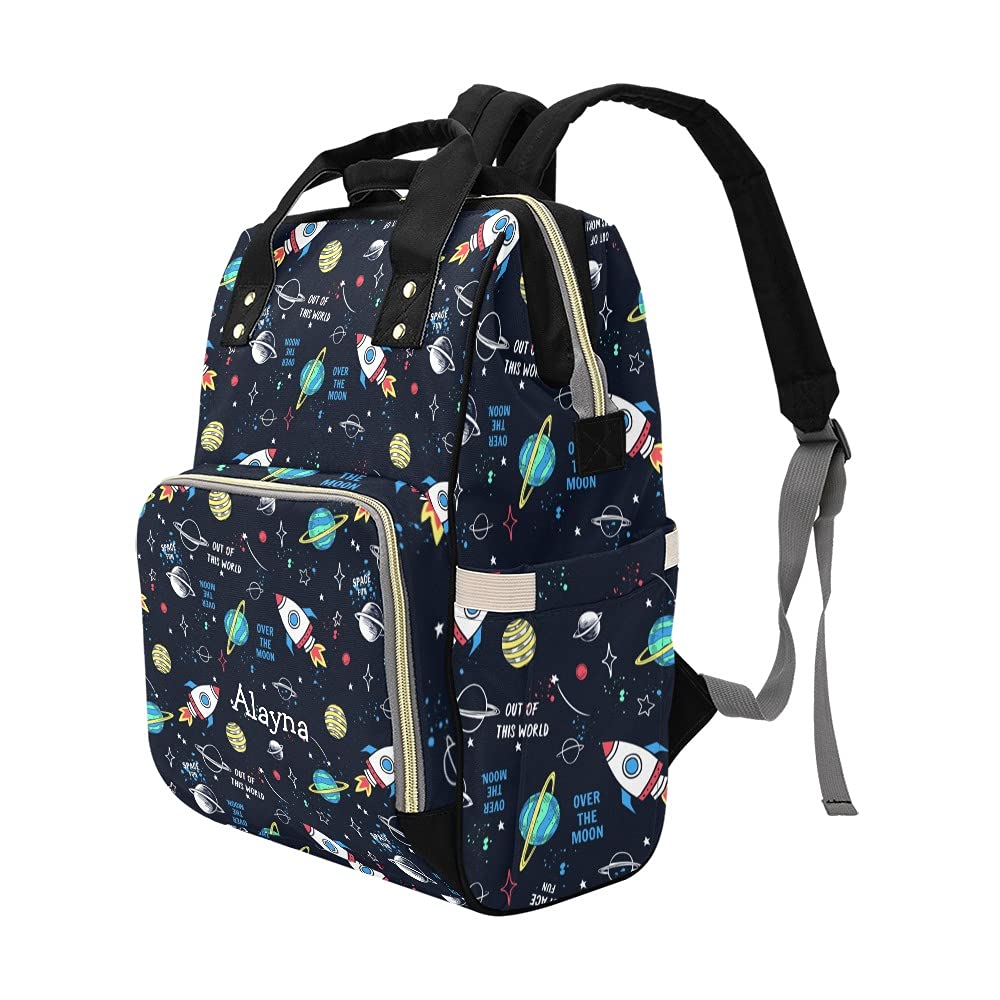 Yeshop Personalized Diaper Backpack Space Planet Rocket Multi Function Diaper Bag Travel Daypack Nursing Nappy Bag