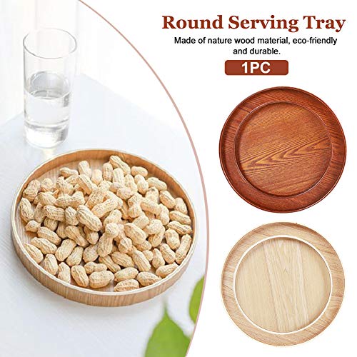 Wooden Serving Tray,Round Wood Plate Platter Catchall Tray Cheese Plates Coffee Tea Serving Tray Fruit Platters Party Dinner Plates Sour Candy Tray Wood Natural Round Serving Tray