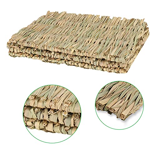 Anyuxin Rabbit Grass Mat - Woven Bed Mat, Bunny Bedding for Small Animals, Natural Straw Woven Bed for Pet Nesting, Nature Hay Mat Chewing Play Toy for Guinea Pig, Hamster, Squirrel and More(3 Pack)