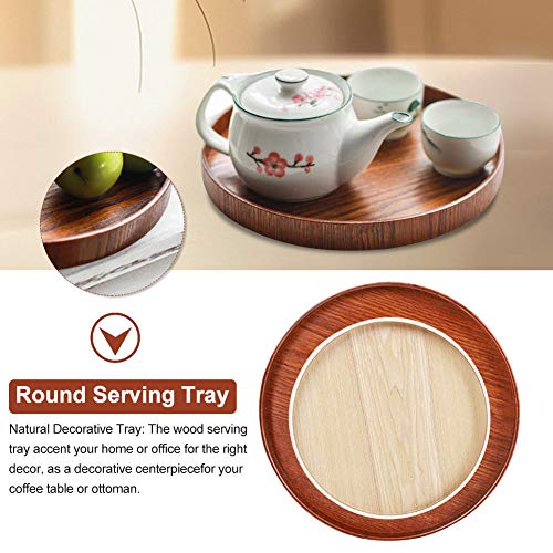 Wooden Serving Tray,Round Wood Plate Platter Catchall Tray Cheese Plates Coffee Tea Serving Tray Fruit Platters Party Dinner Plates Sour Candy Tray Wood Natural Round Serving Tray