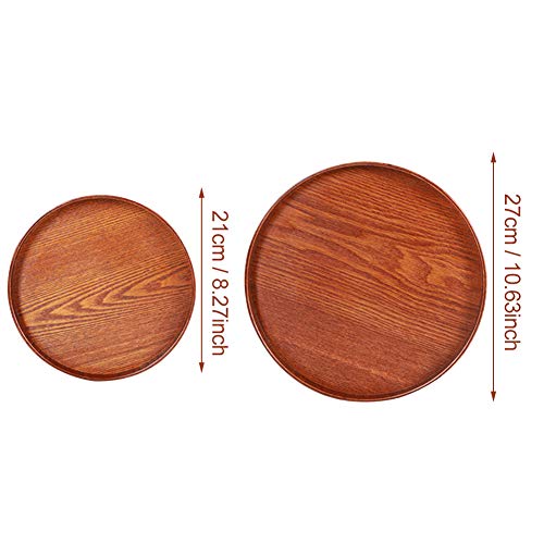 Wooden Serving Tray,Round Wood Plate Platter Catchall Tray Cheese Plates Coffee Tea Serving Tray Fruit Platters Party Dinner Plates Sour Candy Tray Wood Natural Round Serving Tray