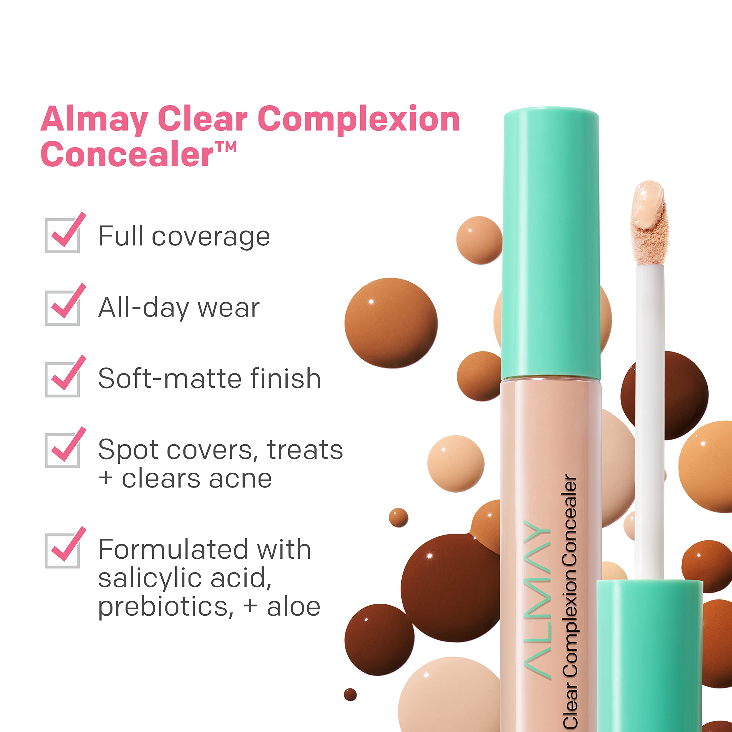 Almay Clear Complexion Acne Spot Treatment Concealer with Salicylic Acid - Lightweight, Hypoallergenic, for Sensitive Skin