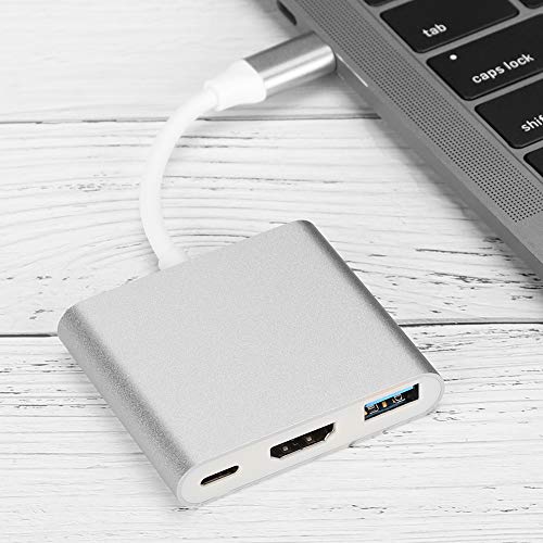 Shanrya Converter, 3 in 1 Type‑c Adapter, 1PCS Plug and Play for Education Presentations Films Exhibitions(Silver)