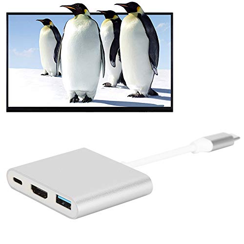Shanrya Converter, 3 in 1 Type‑c Adapter, 1PCS Plug and Play for Education Presentations Films Exhibitions(Silver)