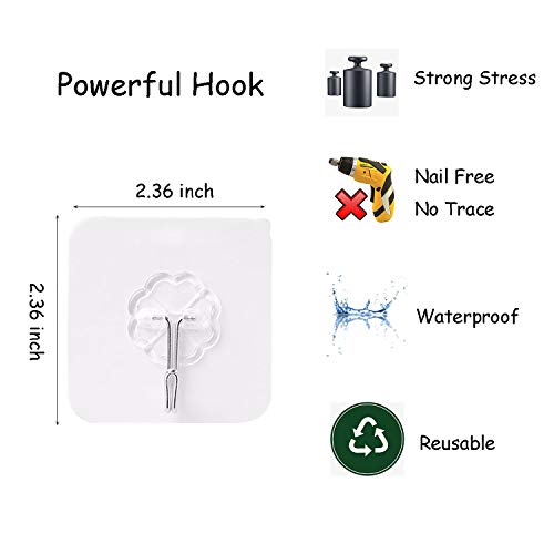 Adhesive Wall Hooks(22 lb MAX)Heavy Duty Wall Hangers Without Nails 180 Degree Rotating Seamless Scratch Hooks for Hanging Bathroom Kitchen Office Door Home Improvement Sticky Hooks - 12 Pack