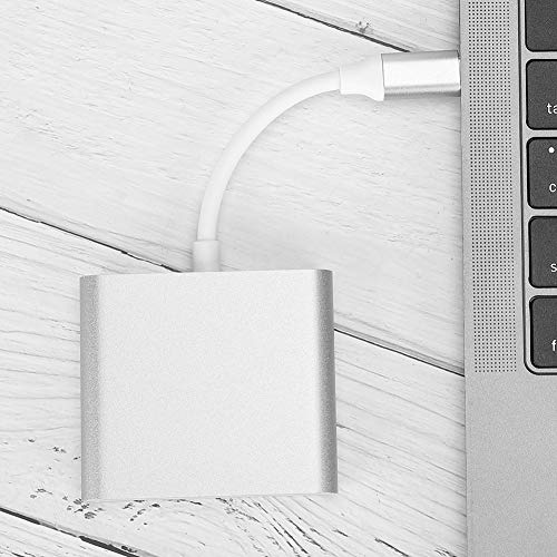 Shanrya Converter, 3 in 1 Type‑c Adapter, 1PCS Plug and Play for Education Presentations Films Exhibitions(Silver)