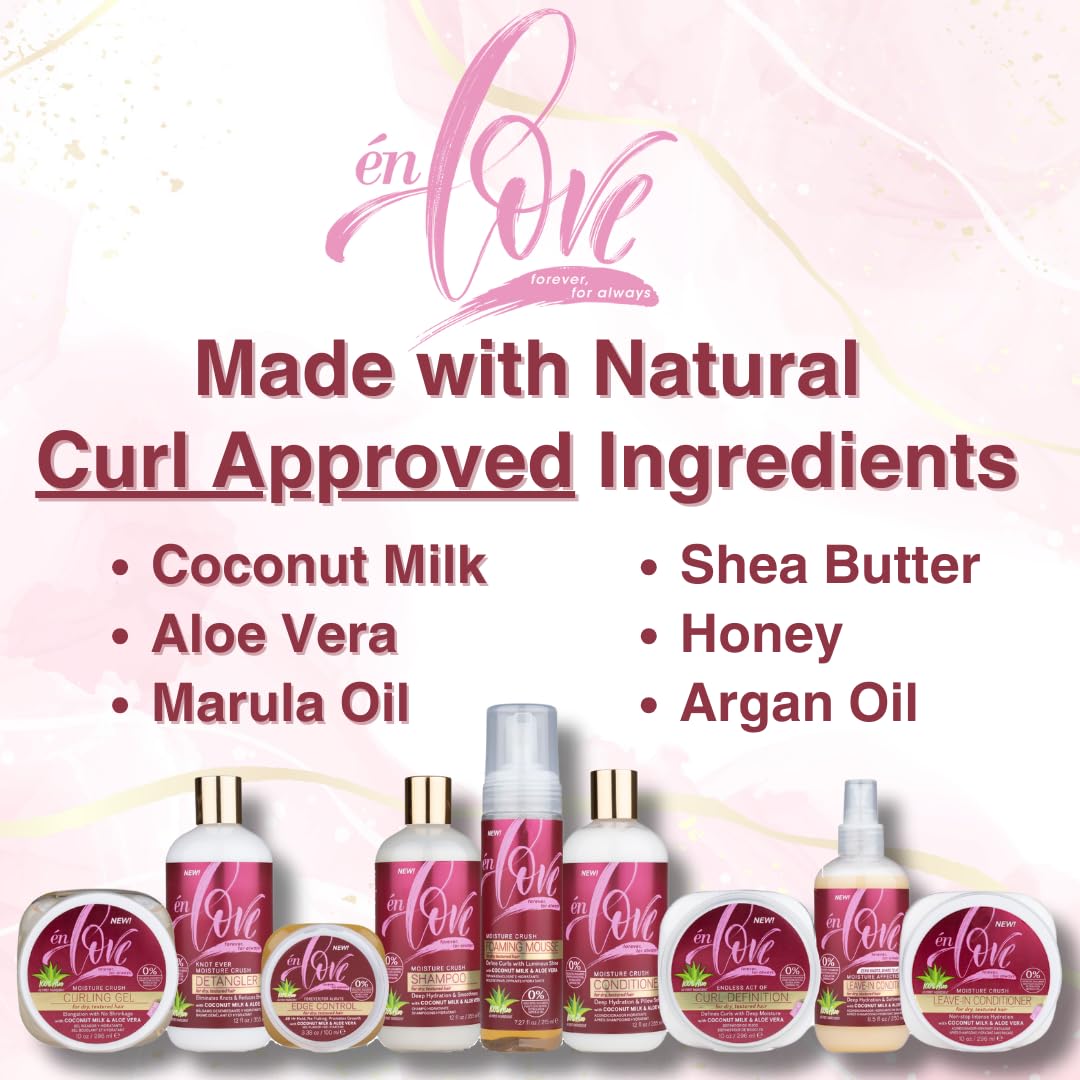 én Love Moisture Crush Conditioner with Coconut Milk & Aloe Vera for Deep Hydration, Smoothness, & Shine - Paraben, Mineral Oil, Sulfates-Free, 12 fl oz
