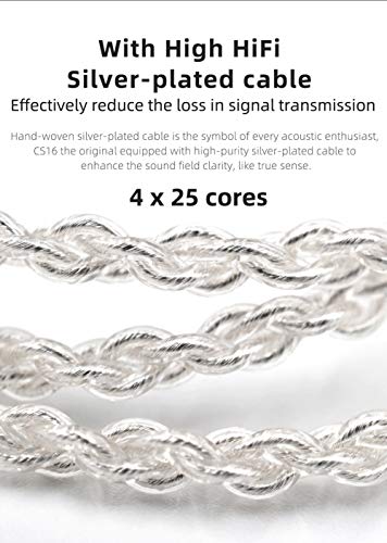 CCA CS16 in-Ear Monitors, 16BA Reference HiFi Stereo IEM Wired Earphones/Earbuds/Headphones with Detachable Cable 2Pin for Musician Audiophile (Without Mic, Black)