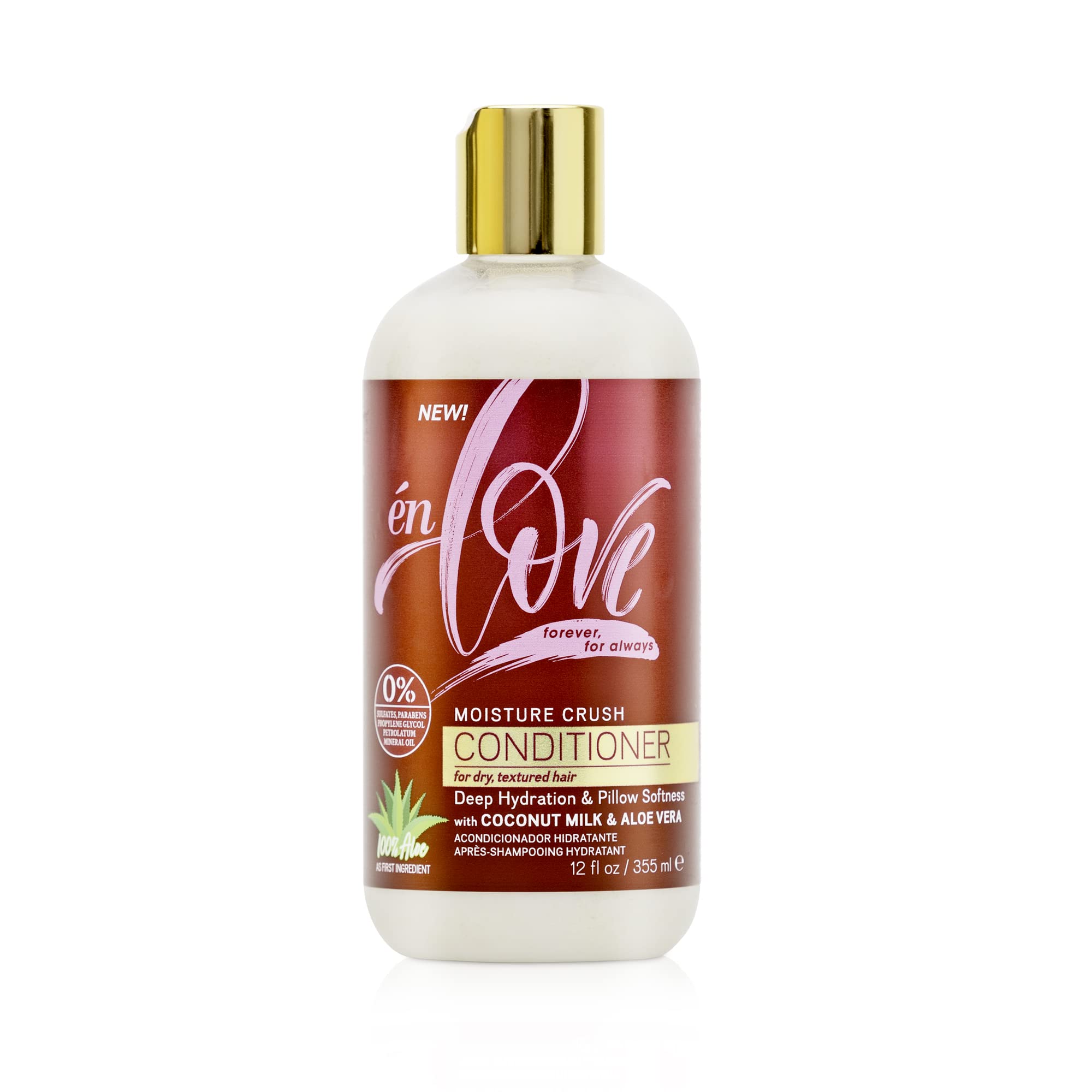 én Love Moisture Crush Conditioner with Coconut Milk & Aloe Vera for Deep Hydration, Smoothness, & Shine - Paraben, Mineral Oil, Sulfates-Free, 12 fl oz