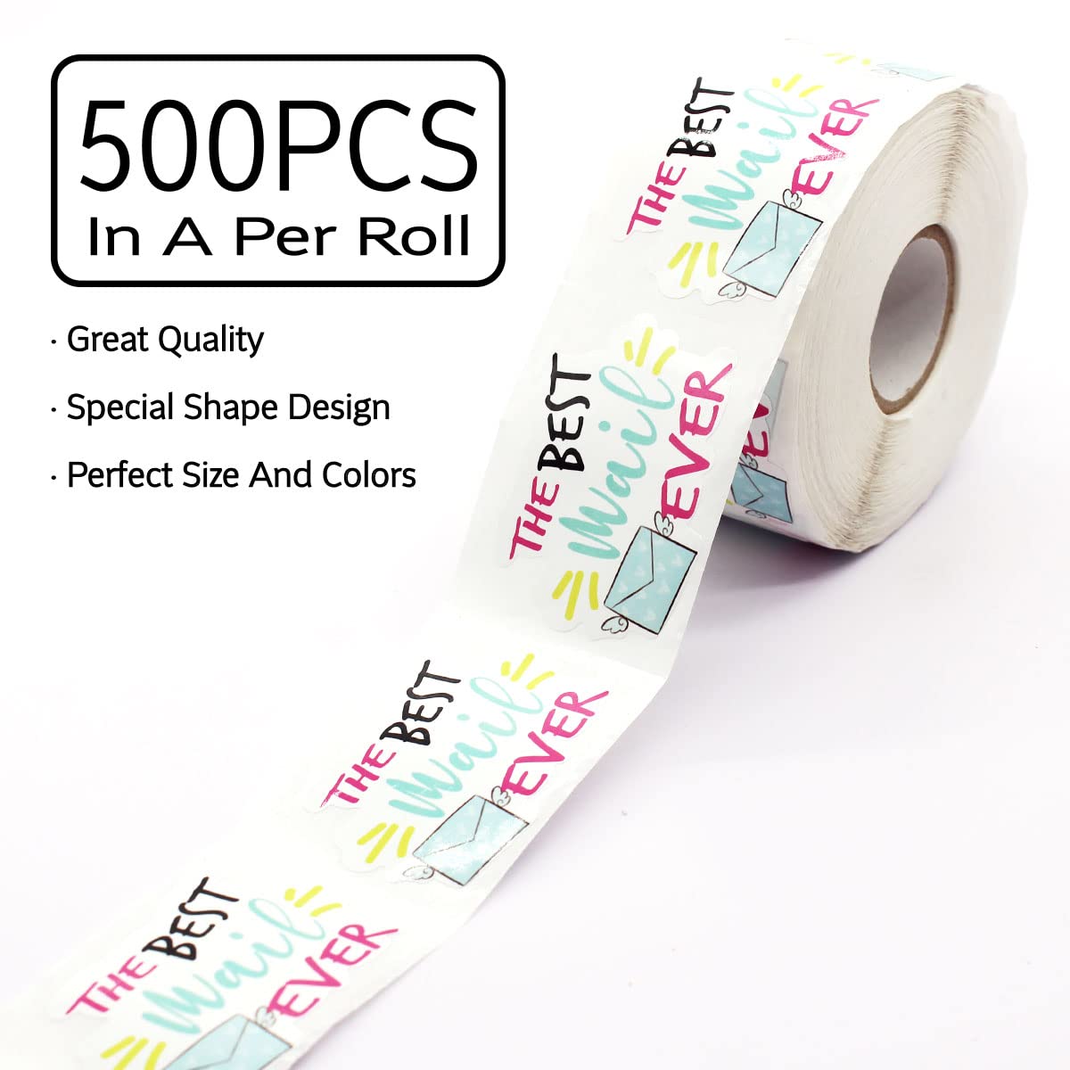 The Best Mail Ever Stickers,Thank You Stickers,Handmade Stickers,Small Shop Stickers,Envelopes Stickers for Small Business, Online Retailers,Handmade Goods,500 Labels Per Roll