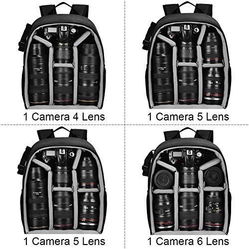 CADeN Camera Backpack Bag for DSLR/SLR Mirrorless Camera Waterproof with 15.6 inch Laptop Compartment, Tripod Holder, Rain Cover, Camera Case Compatible for Sony Canon Nikon Black L