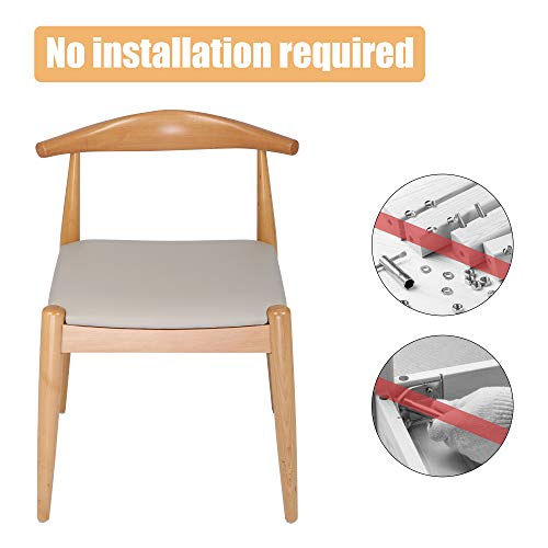 LUCKYERMORE 4 Pcs Assembled Mid-Century Dining Chair Armless Low-Back Side Chair with Faux Leather Seat,Beige