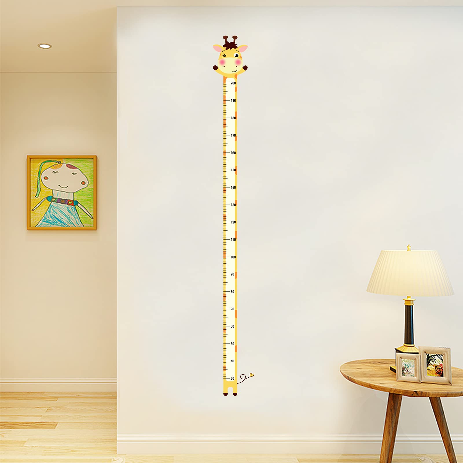SUPERDANT 2 Sheets/Set Cartoon Height Growth Chart Wall Sticker Yellow Cute Cartoon Giraffe Self-Adhesive Height Wall Decal for Play Room Nursery Bedroom Living Room Decor