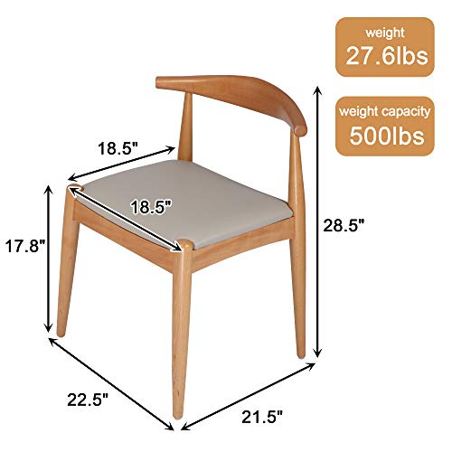 LUCKYERMORE 4 Pcs Assembled Mid-Century Dining Chair Armless Low-Back Side Chair with Faux Leather Seat,Beige