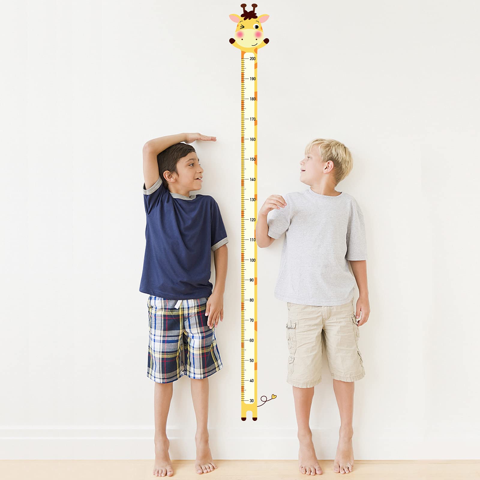 SUPERDANT 2 Sheets/Set Cartoon Height Growth Chart Wall Sticker Yellow Cute Cartoon Giraffe Self-Adhesive Height Wall Decal for Play Room Nursery Bedroom Living Room Decor