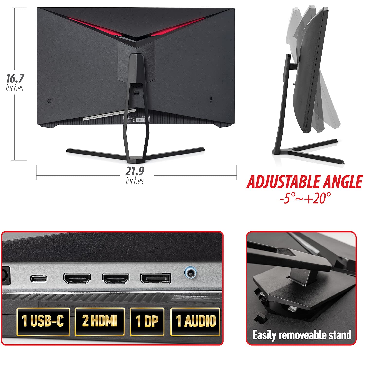 Deco Gear 25" Gaming Monitor, Fast IPS 1ms (GTG) Panel with 144Hz Refresh Rate, 1920x1080 Full HD Resolution