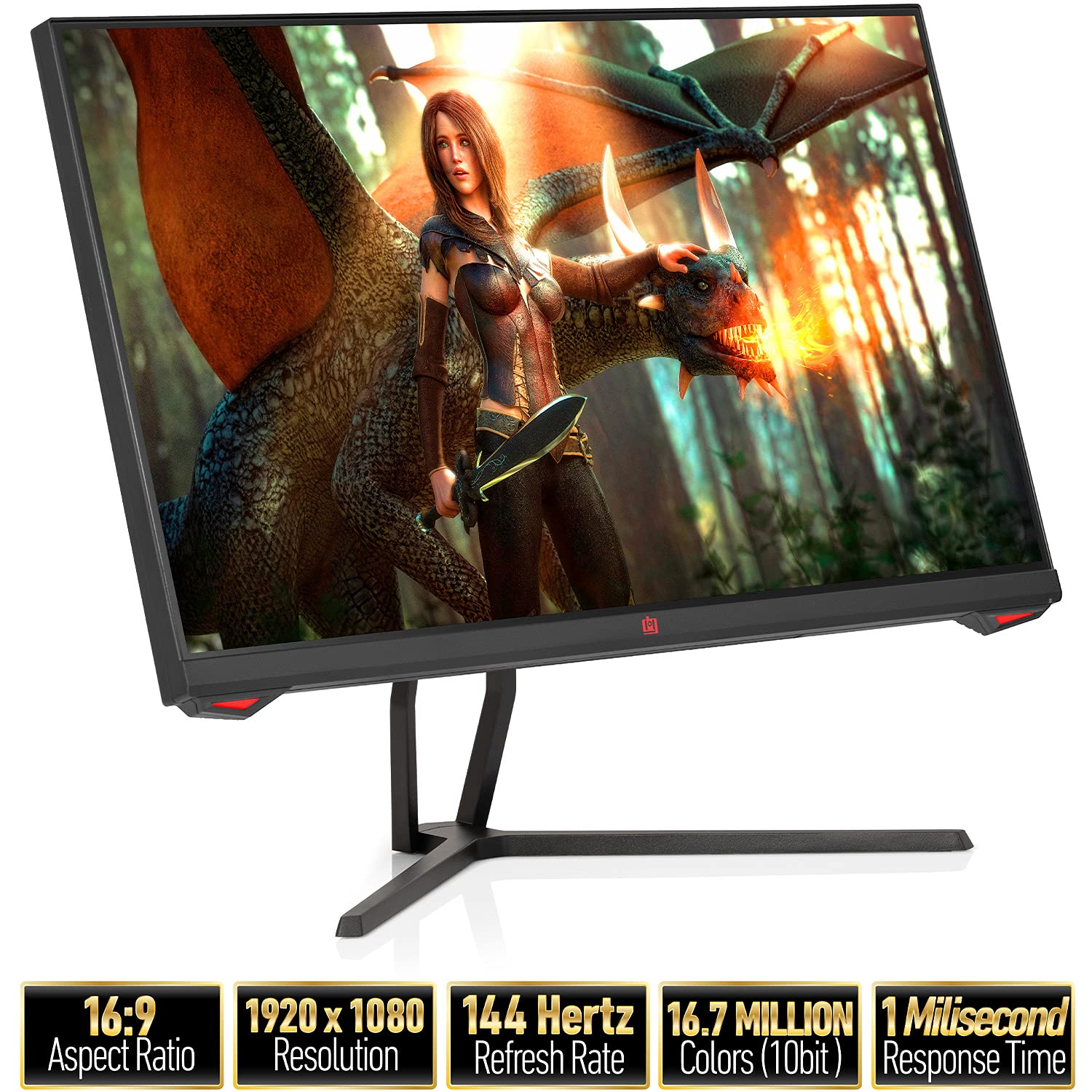 Deco Gear 25" Gaming Monitor, Fast IPS 1ms (GTG) Panel with 144Hz Refresh Rate, 1920x1080 Full HD Resolution