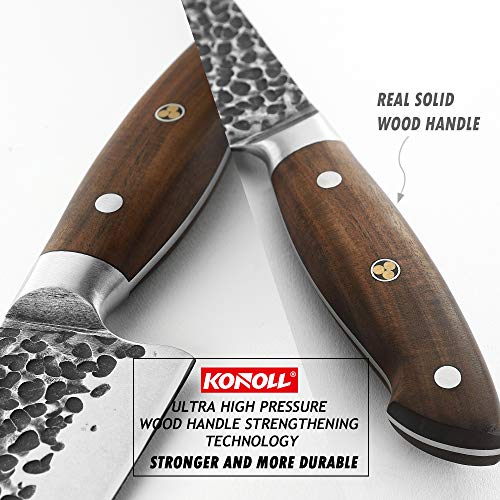 KONOLL Slicing Carving Knife 8 Inch Razor Sharp Sashimi Knife, Forged Hammered High Carbon Steel Kitchen Knife with wooden Handle
