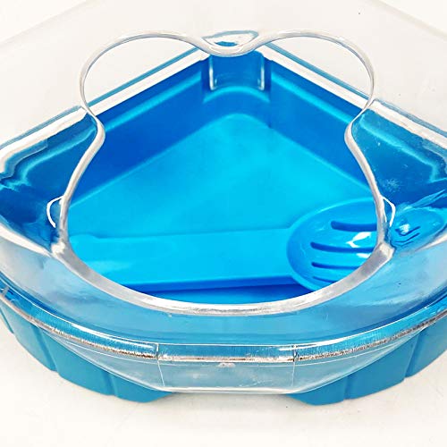 kathson Hamster Bathroom Gerbil Sand Dry Bath Plastic Container Small Animal Toilet Sandbox with Scoop and 2 Pcs Bathing Brush for Hamster Gerbil Mice