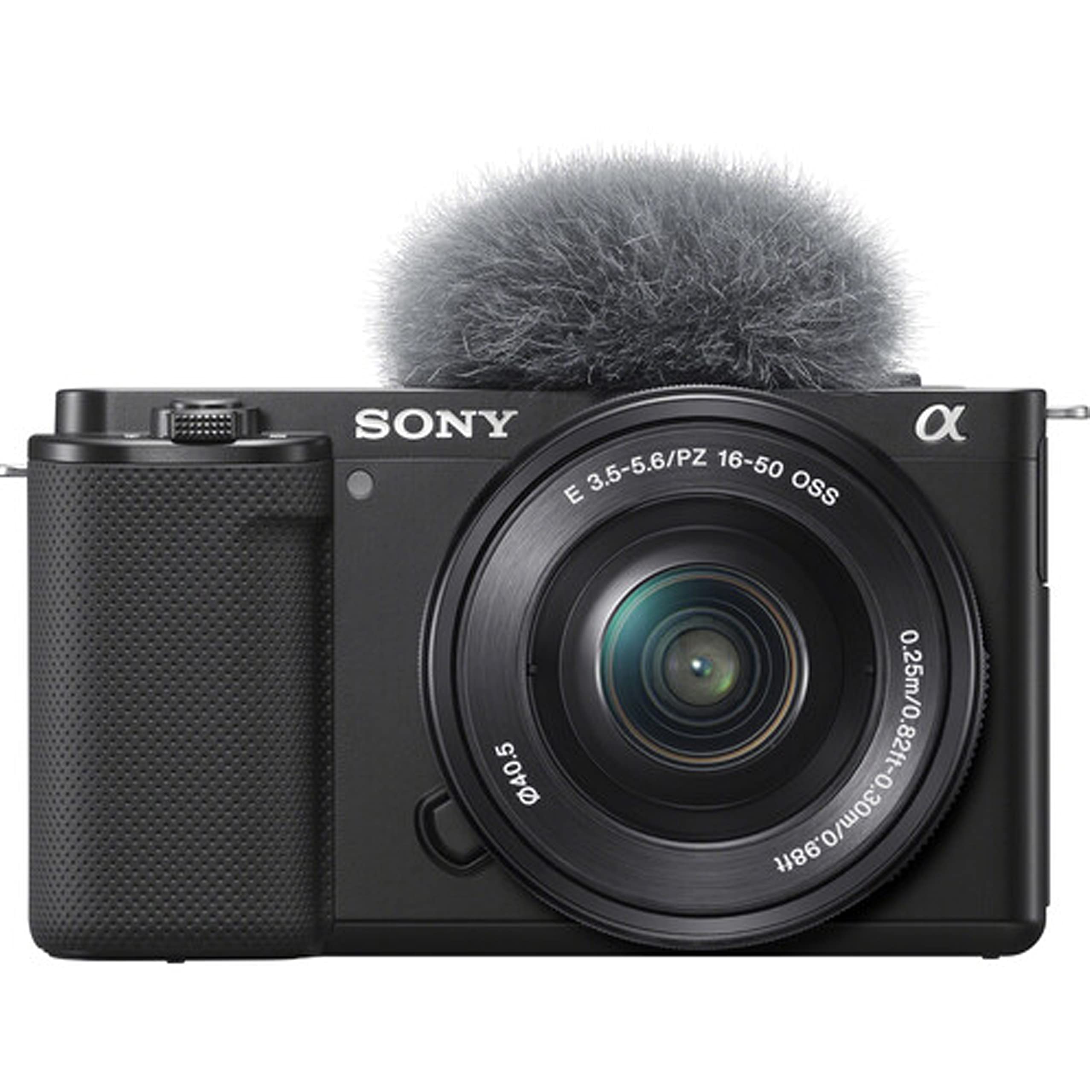 Sony ZV-E10 Mirrorless Camera with 16-50mm and 55-210mm Lenses, Video Bundle + LED Video Light + Microphone + Extreme Speed 64GB Memory(21pc Bundle)