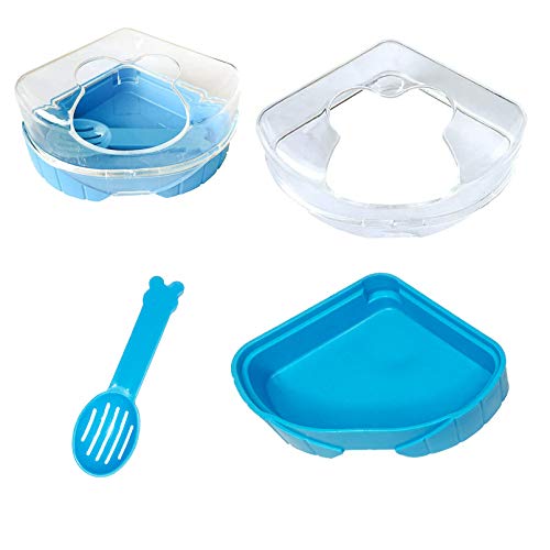 kathson Hamster Bathroom Gerbil Sand Dry Bath Plastic Container Small Animal Toilet Sandbox with Scoop and 2 Pcs Bathing Brush for Hamster Gerbil Mice