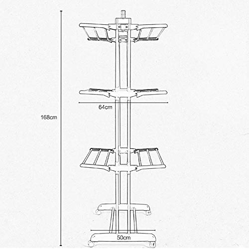 Kentaly Clothes Drying Rack, 3-Tier Collapsible Rolling Dryer Clothes Hanger Adjustable Large Stainless Steel Garment Laundry Racks with Foldable Wings Indoor Outdoor