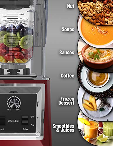 WantJoin Professional Soundproof Quiet Blender, Commercial Smoothie Blenders Countertop Blender with Shield Sound Enclosure,Multifunctional,Speed Control,Self-Cleaning